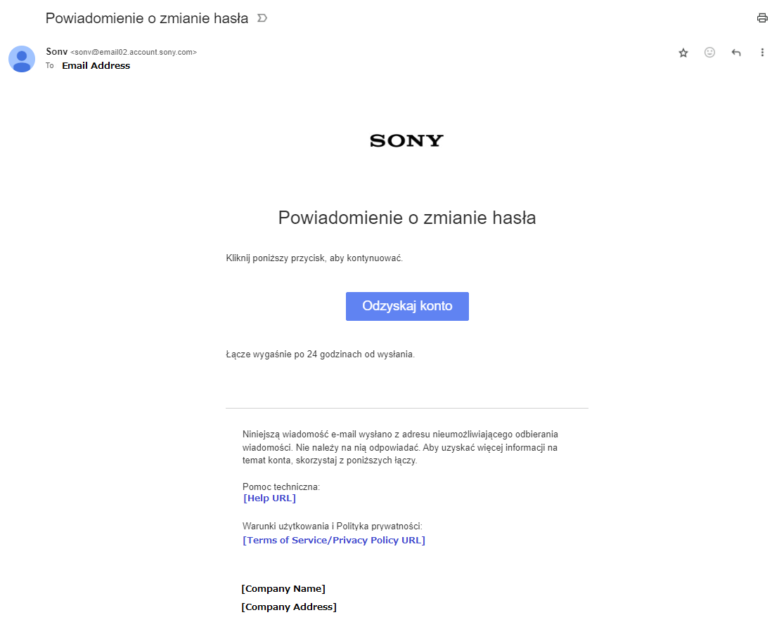 Sony Corporation - Jeśli nie pamiętasz hasła